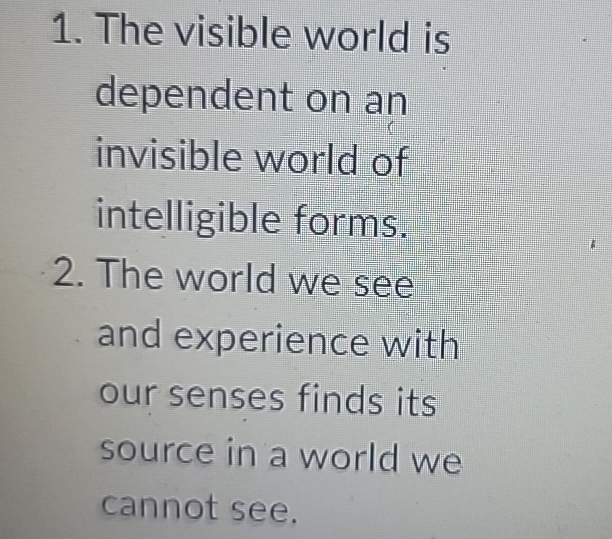 Solved The visible world is dependent on an invisible world | Chegg.com