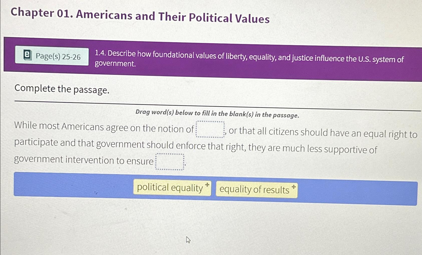 Solved Chapter 01. ﻿Americans and Their Political Values1.4. | Chegg.com