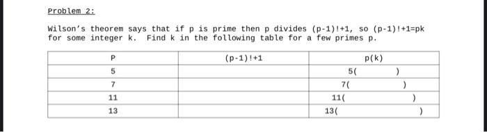 Solved Wilson's theorem says that if p is prime then p | Chegg.com