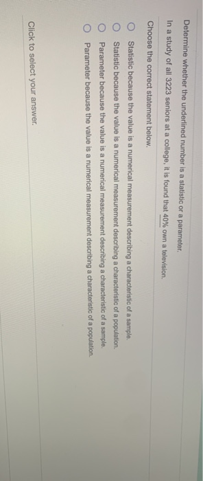 Solved Determine whether the underlined number is a | Chegg.com