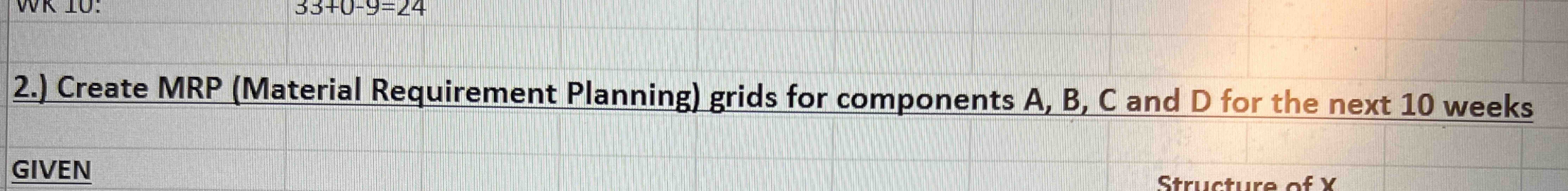 Solved 2.) ﻿Create MRP (Material Requirement Planning) | Chegg.com