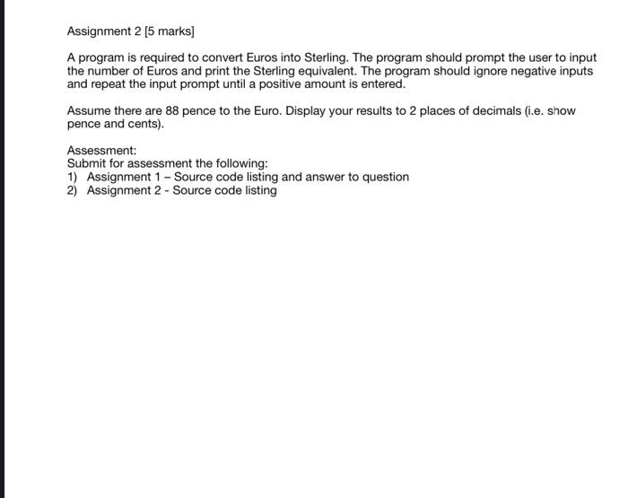 Solved Assignment 2 5 Marks A Program Is Required To 5540