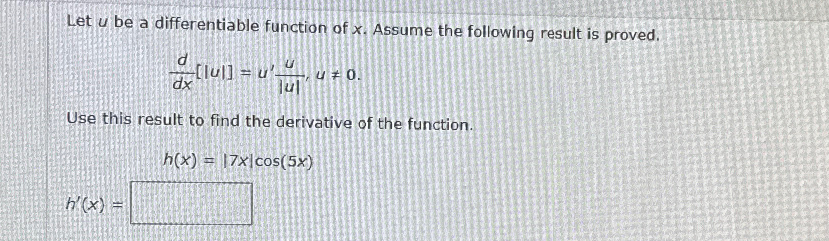 Solved Let u ﻿be a differentiable function of x. ﻿Assume the | Chegg.com