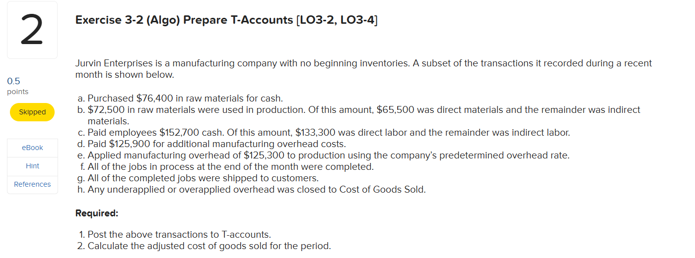 Solved Exercise 3-2 (Algo) ﻿Prepare T-Accounts [LO3-2, | Chegg.com
