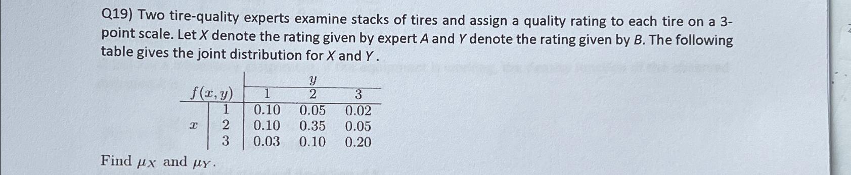 Solved Q19) ﻿Two tire-quality experts examine stacks of | Chegg.com