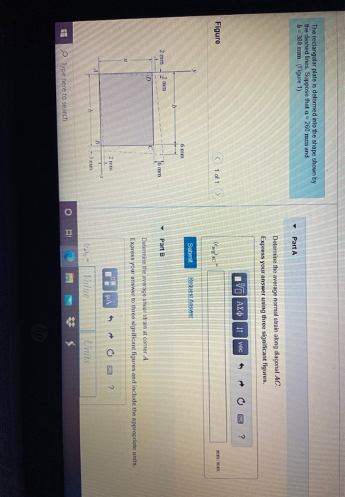 Solved The rectangular plate is deformed into the shape | Chegg.com
