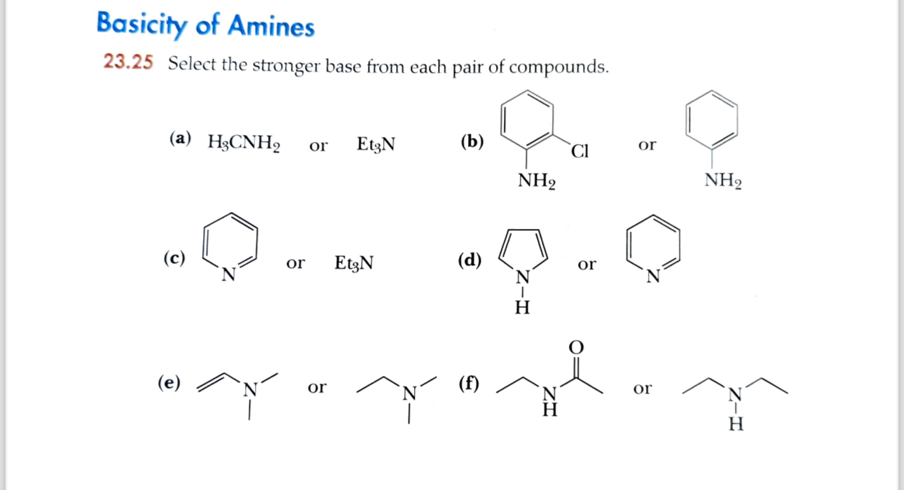 Solved Basicity of Amines23.25 ﻿Select the stronger base | Chegg.com