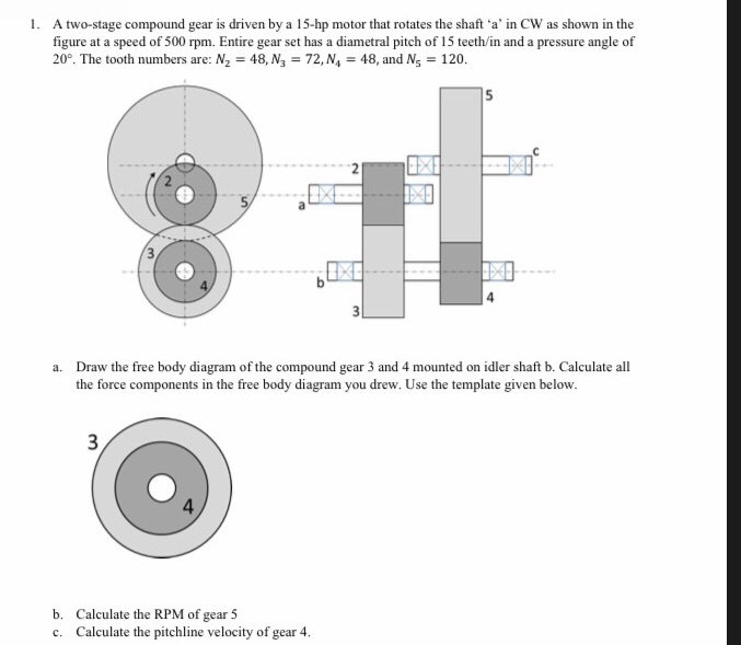 Solved 1. A two-stage compound gear is driven by a 15-hp | Chegg.com