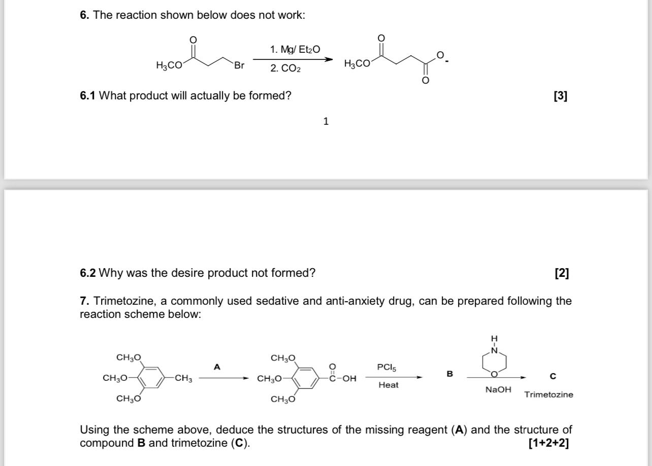 Solved The reaction shown below does not work:6.1 ﻿What | Chegg.com