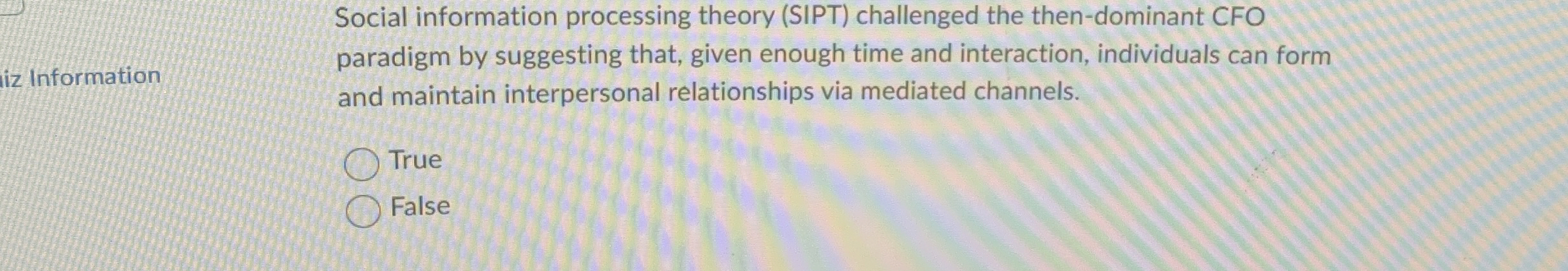 Solved Social information processing theory (SIPT) | Chegg.com