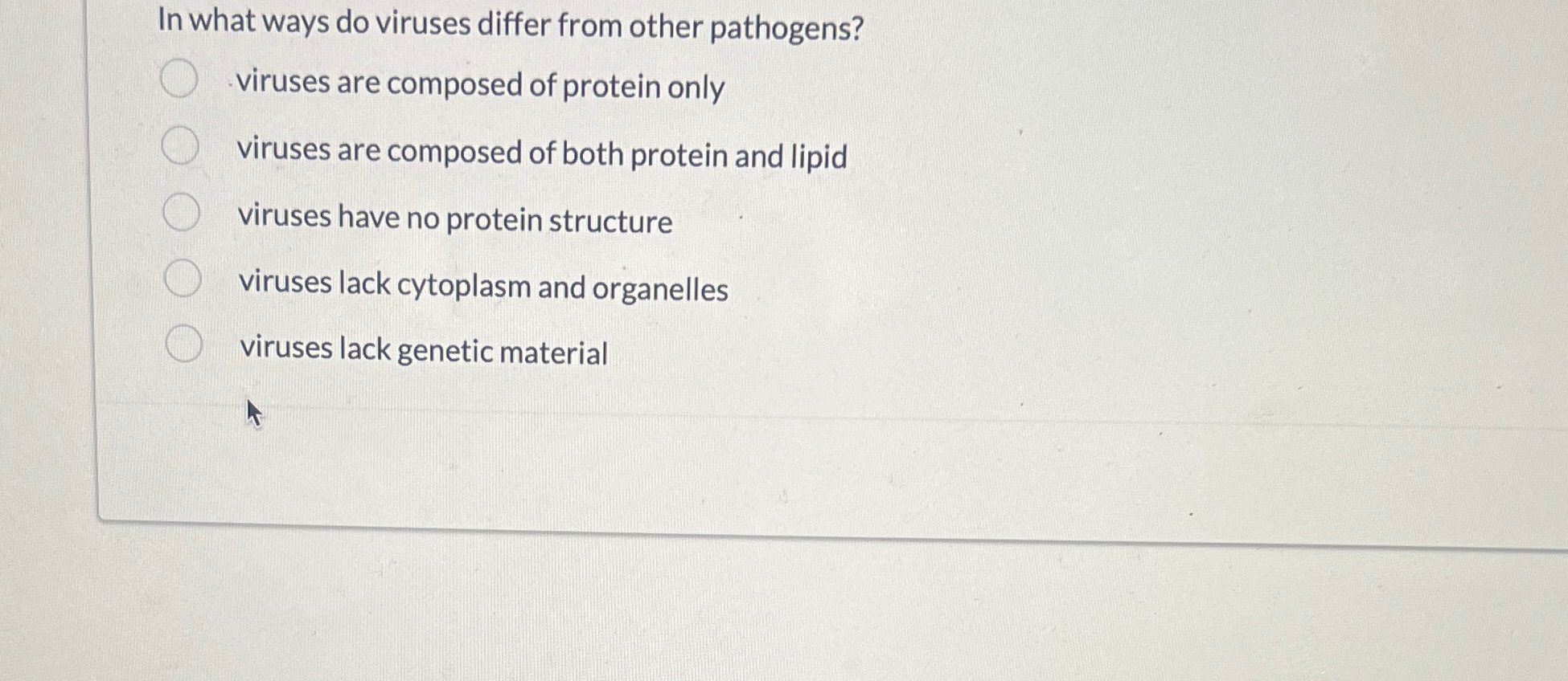 Solved In what ways do viruses differ from other | Chegg.com