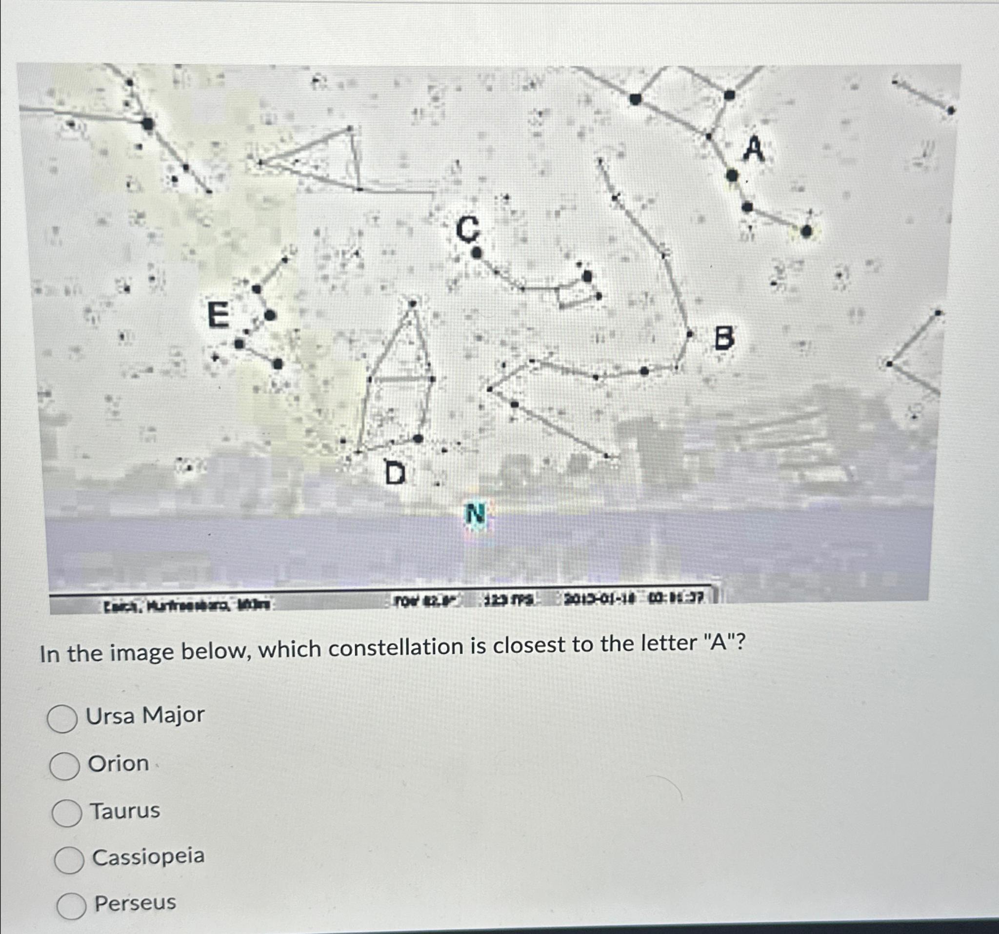 Solved In the image below, which constellation is closest to | Chegg.com