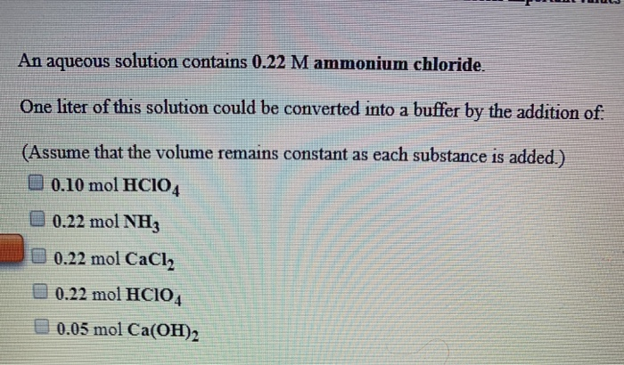 Solved An aqueous solution contains 0.22 M ammonium | Chegg.com