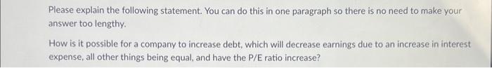 Solved Please explain the following statement. You can do | Chegg.com