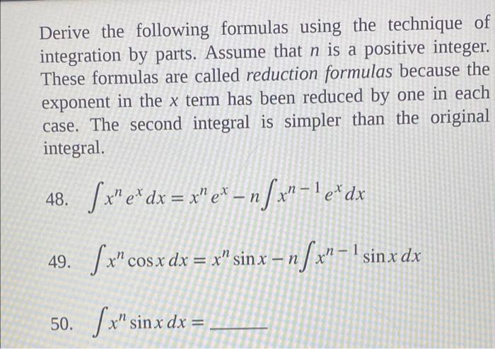 Solved Derive the following formulas using the technique of | Chegg.com