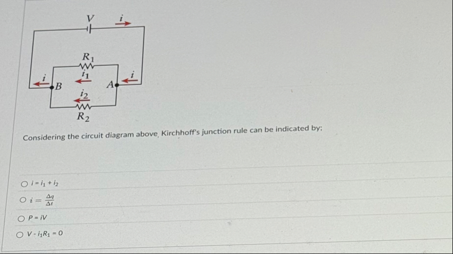 Solved Considering the circuit diagram above, Kirchhoff's | Chegg.com