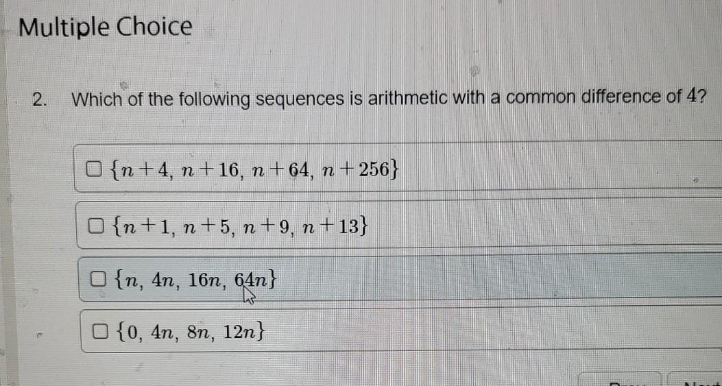 Solved Multiple Choice 2. Which of the following sequences | Chegg.com