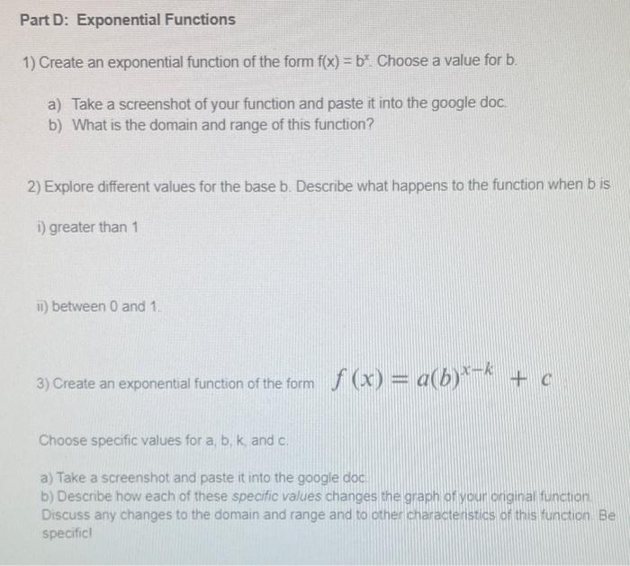 Solved 1) Create an exponential function of the form | Chegg.com Solved 1) Create an exponential function of the form | Chegg.com