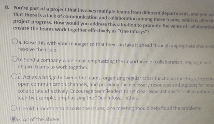 Solved You're part of a project that involves multiple teams | Chegg.com