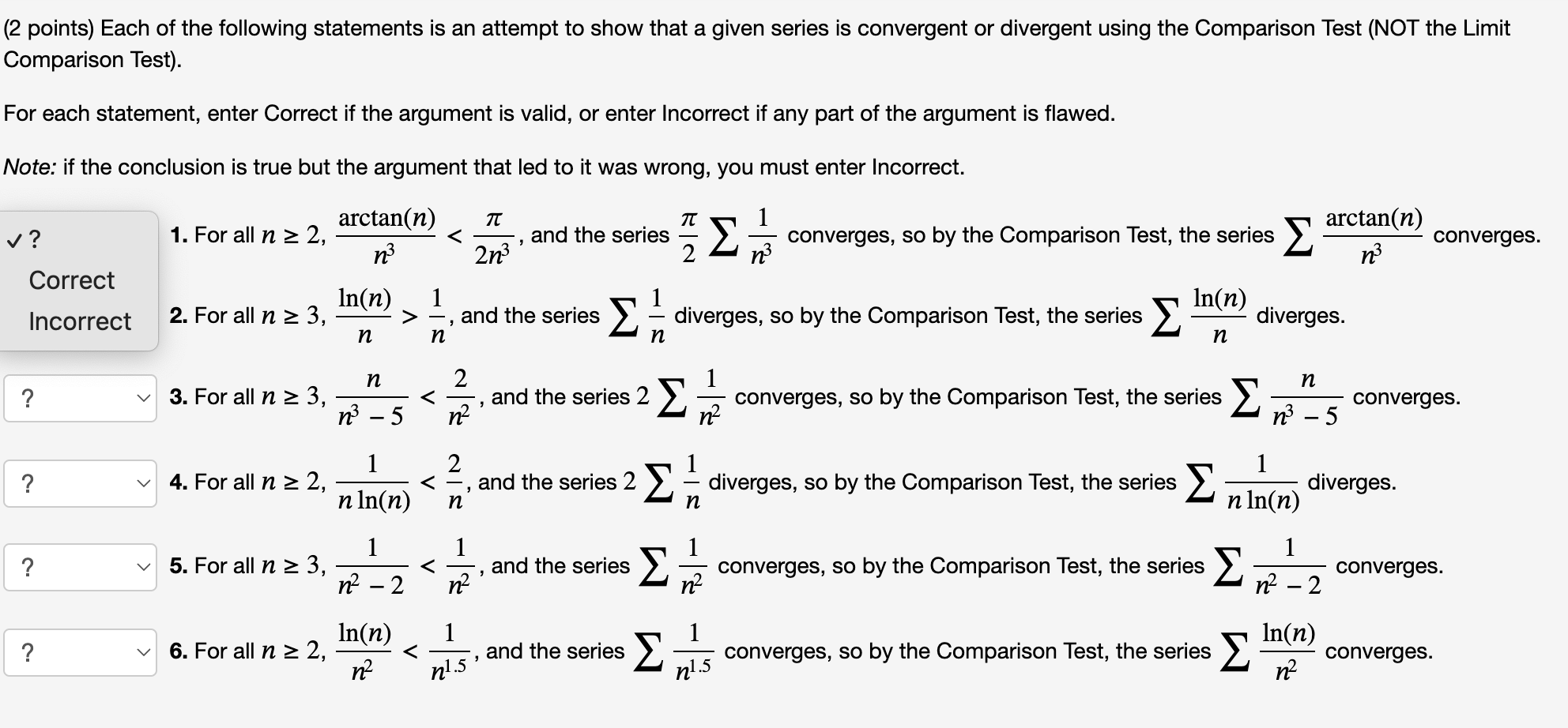 Solved (2 ﻿points) ﻿Each of the following statements is an | Chegg.com