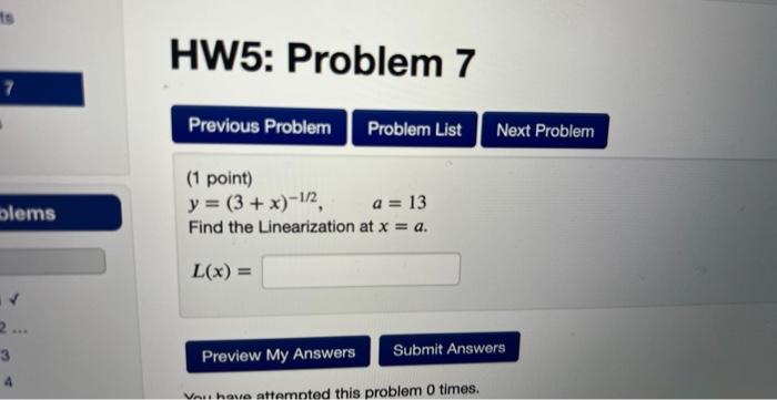 Solved ts 7 blems 3 HW5: Problem 7 Previous Problem Problem | Chegg.com