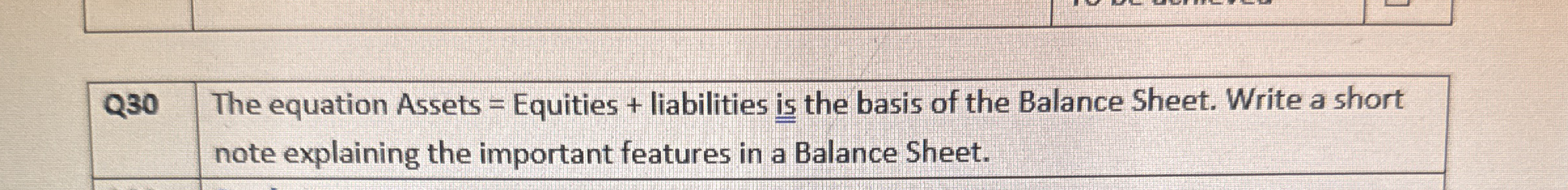 Solved Q30 ﻿The equation Assets = ﻿Equities + ﻿liabilities | Chegg.com
