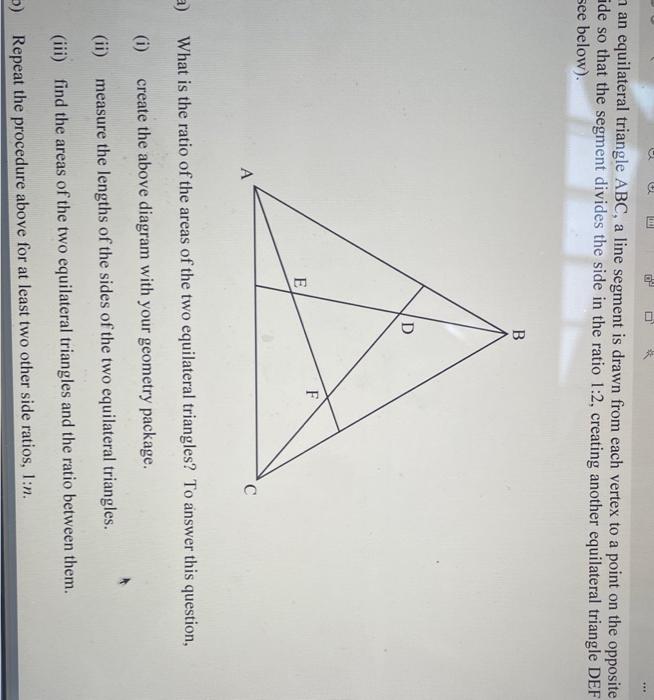 an equilateral triangle ABC, a line segment is drawn | Chegg.com