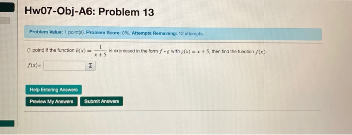 Solved Hw07 Obj A6 Problem 13 Problem Value 1 Points 7939