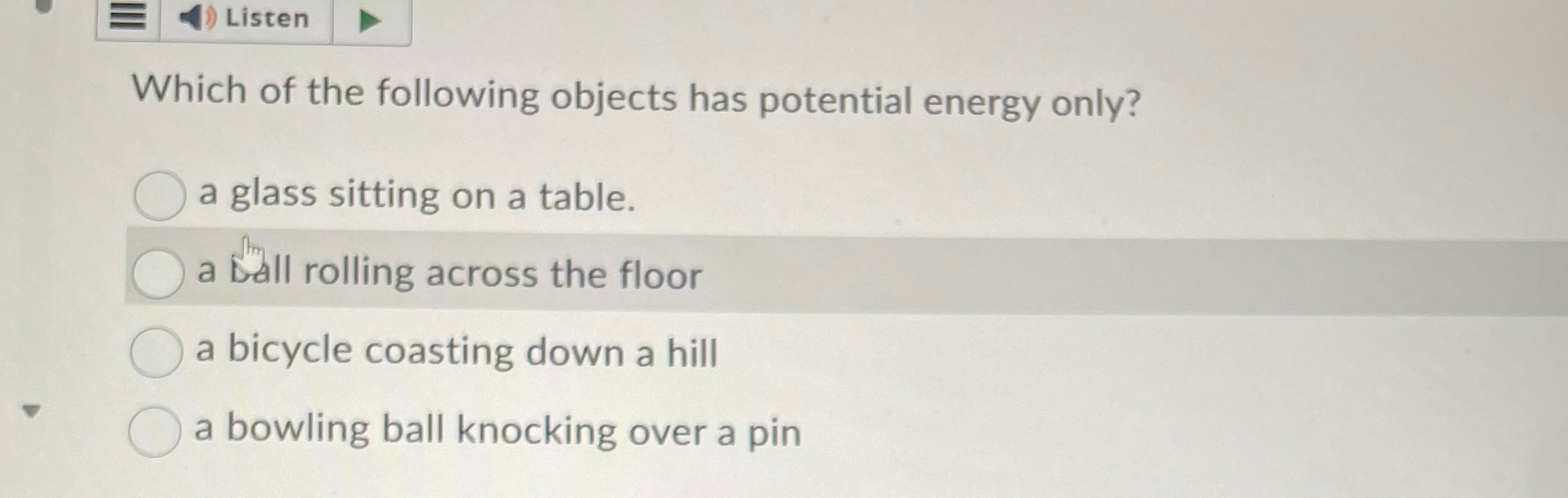 Solved ListenWhich of the following objects has potential | Chegg.com