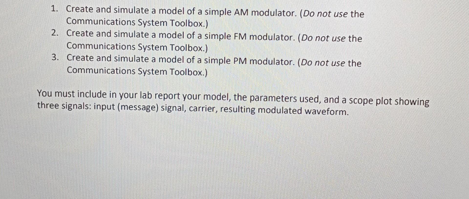 Solved 1. Create and simulate a model of a simple AM | Chegg.com