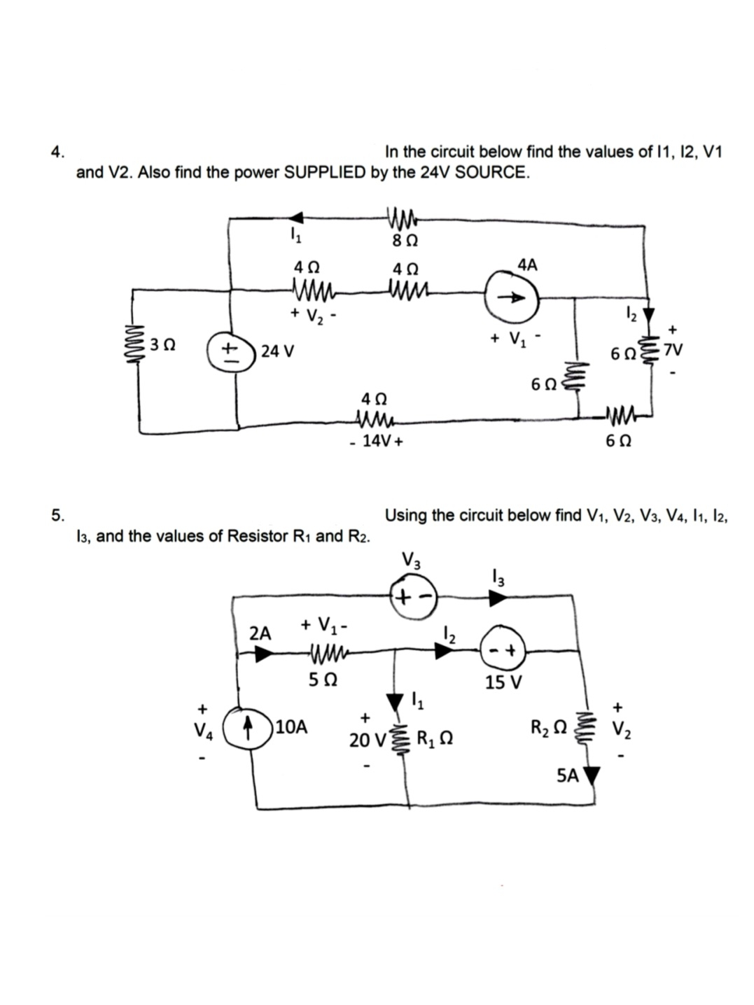 Solved In the circuit below find the values of I1, 12, ﻿V1 | Chegg.com