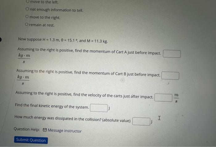 Solved Cart A has mass M and is released from rest at a | Chegg.com