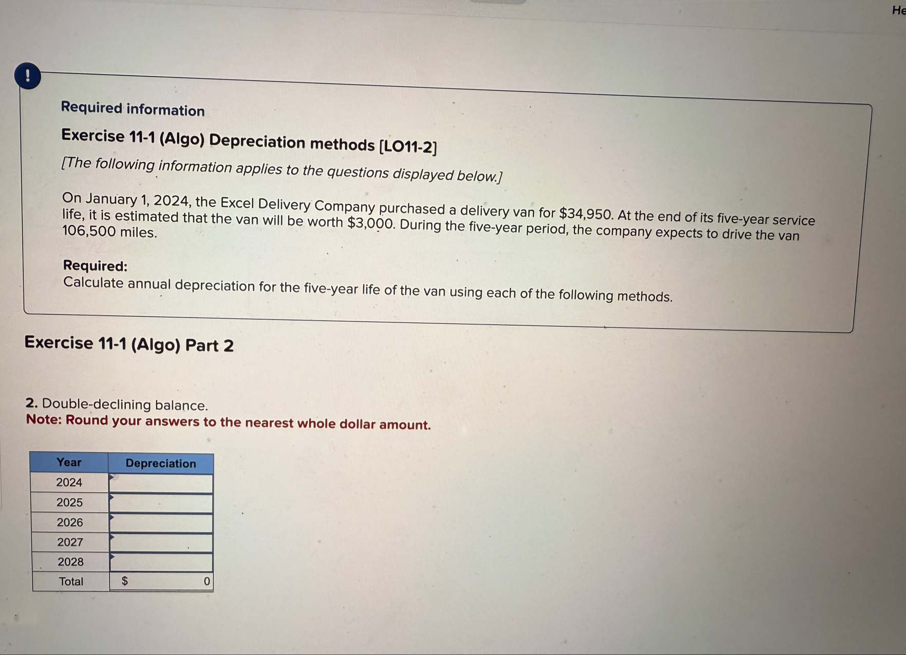 Solved !Required informationExercise 11-1 (Algo) | Chegg.com