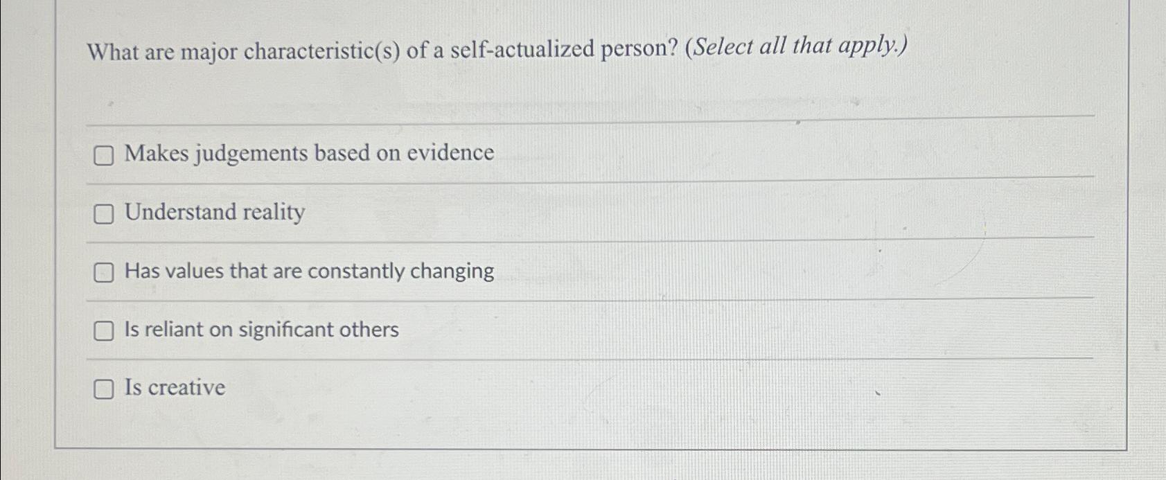 Solved What are major characteristic(s) ﻿of a | Chegg.com