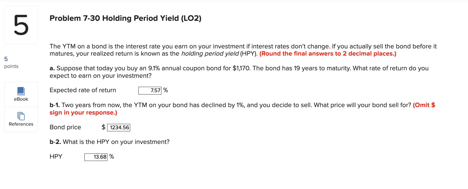 Solved Problem 7-30 ﻿Holding Period Yield (LO2)The YTM on a | Chegg.com