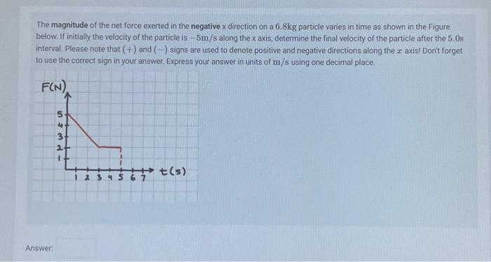 Solved The magnitude of the net force exerted in the | Chegg.com