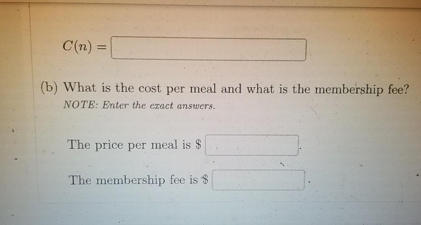 Solved In a college meal plan you pay a membership fee; then | Chegg.com