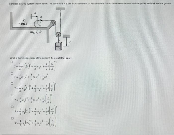 Solved Consider a pulley system shown below. The coordinate | Chegg.com
