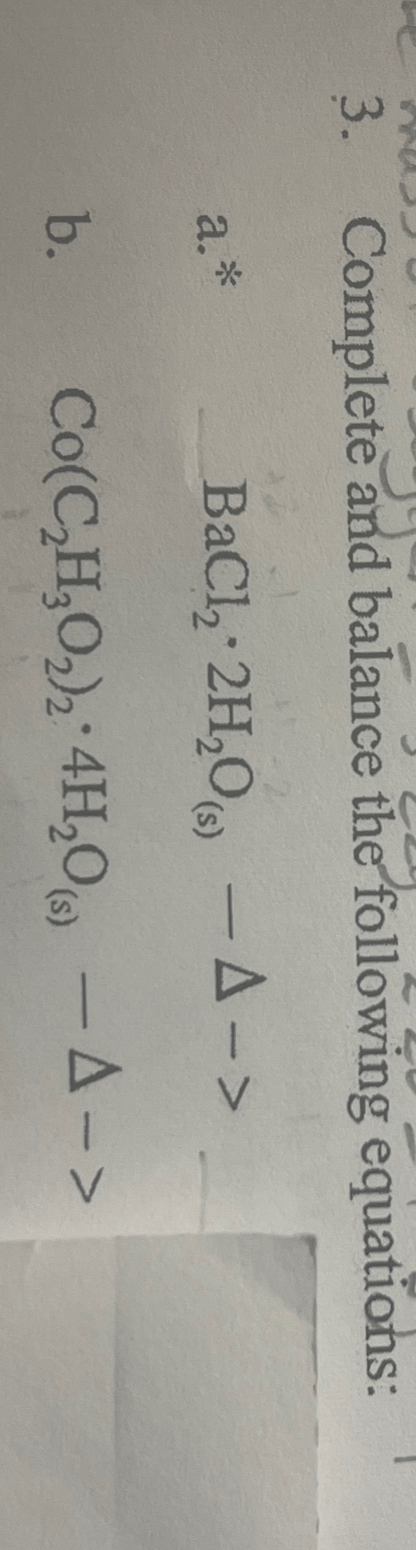 Solved Complete and balance the following equations: | Chegg.com