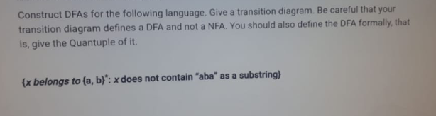 Solved Construct DFAs for the following language. Give a | Chegg.com