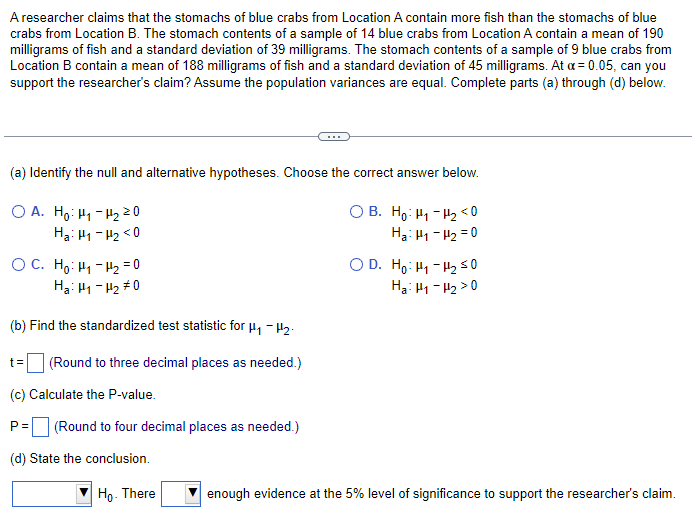 Solved (a) ﻿Identify the null and alternative hypotheses. | Chegg.com