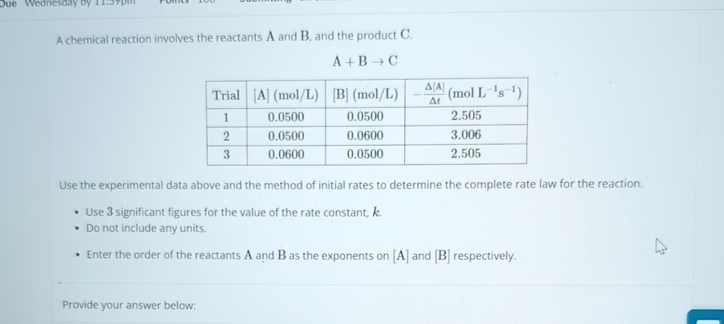 A chemical reaction involves the reactants A and B, | Chegg.com