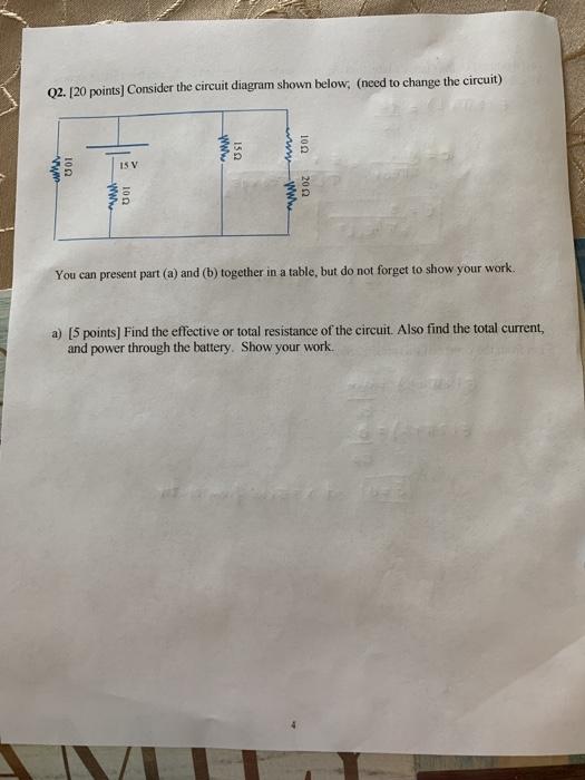 Solved Q2. [20 points) Consider the circuit diagram shown | Chegg.com