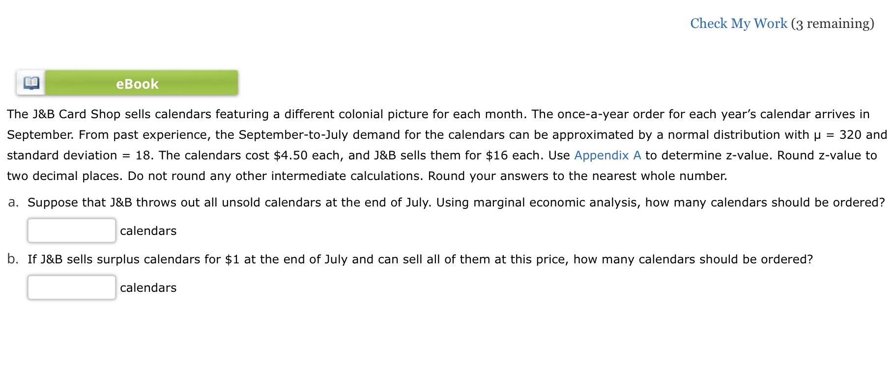 Solved Check My Work (3 ﻿remaining)eBookThe J&B Card Shop | Chegg.com