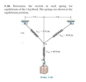 Solved 1-18. Determine the stretch in each spring for | Chegg.com