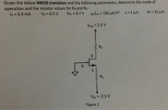 Solved Given the below NMOS transistor and the following | Chegg.com
