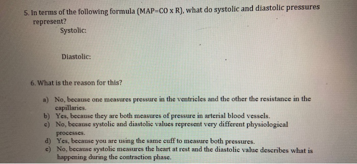 Solved 5. In terms of the following formula (MAP=CO x R), | Chegg.com