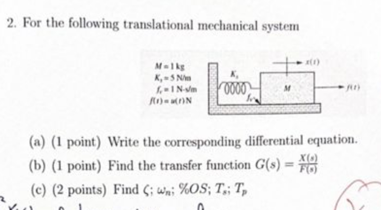 Solved For the following translational mechanical | Chegg.com