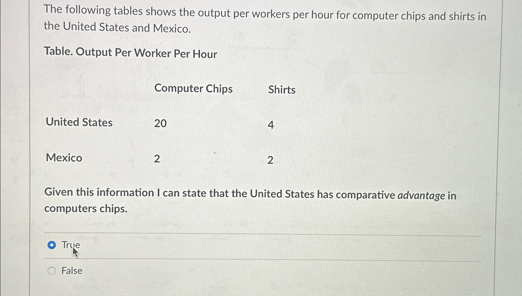 Solved The following tables shows the output per workers per | Chegg.com