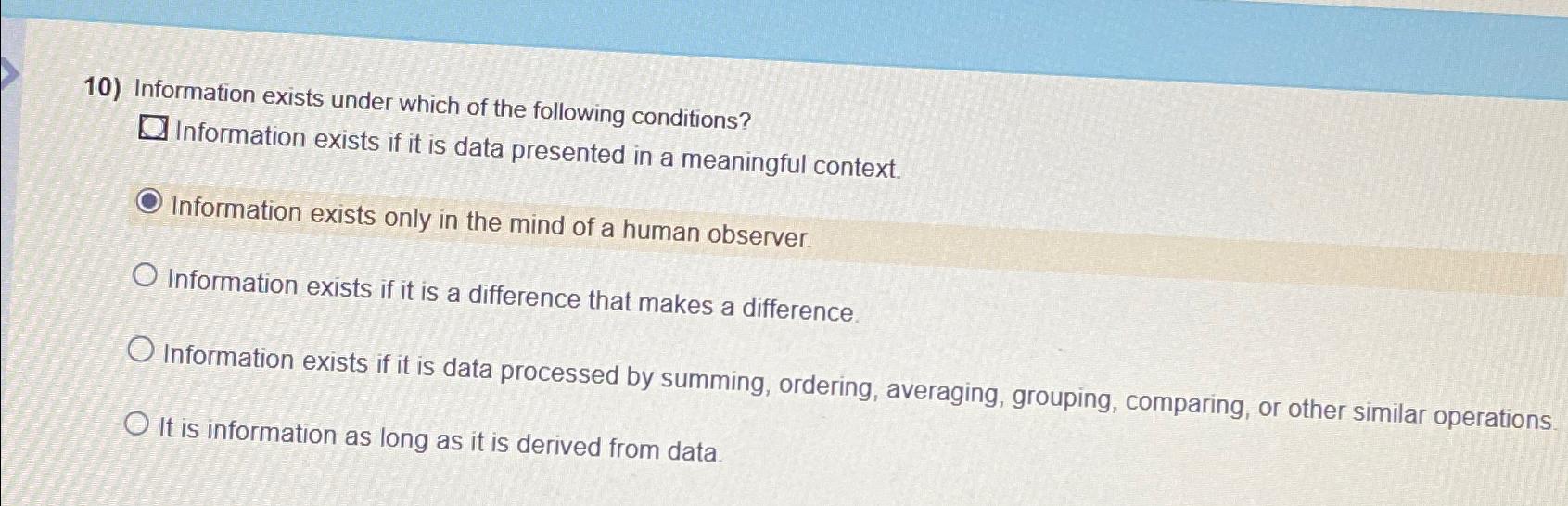Solved Information exists under which of the following | Chegg.com